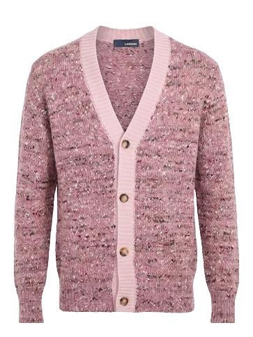 LARDINI Heavy-weight Melange Knit Cardigan - Pink