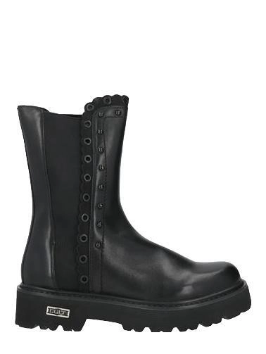 CULT Leather Ankle Boots With Studs And Designer Plaque - Black