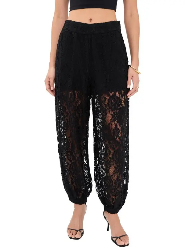 WAYF Rebecca Lace Balloon Pants - Black