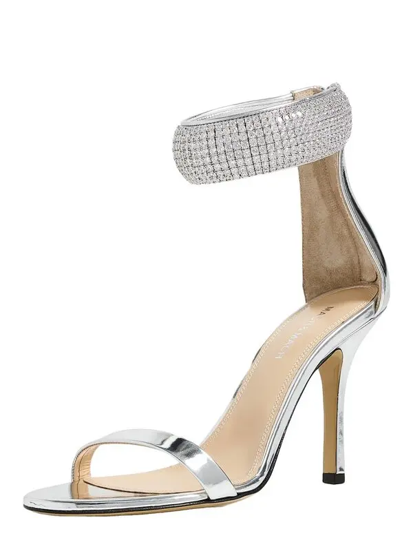 Mach & Mach She's A Lady Zircon Gioello Leather Sandals - Silver