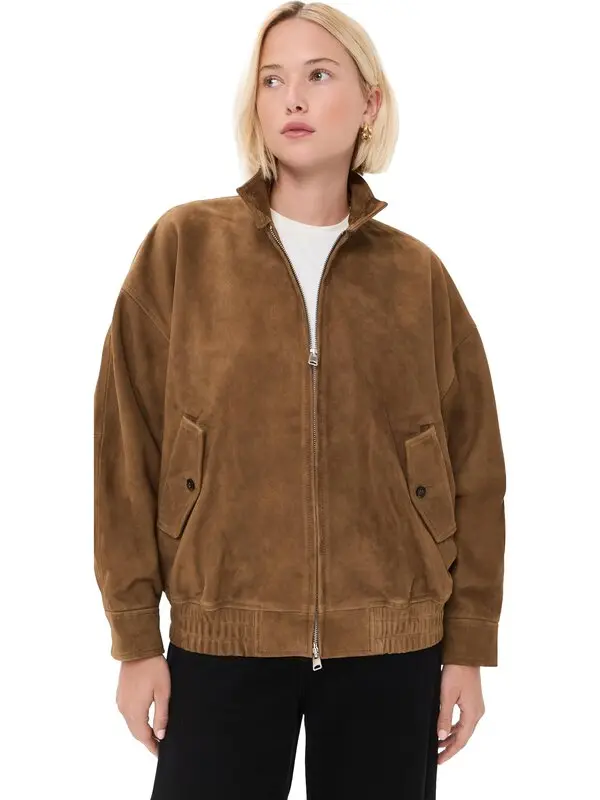 AGOLDE Blair Goatskin Suede Jacket - Pecan
