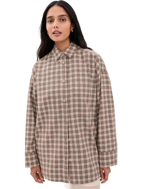 BY MALENE BIRGER Derris Flannel Button Down Shirt - Fossil