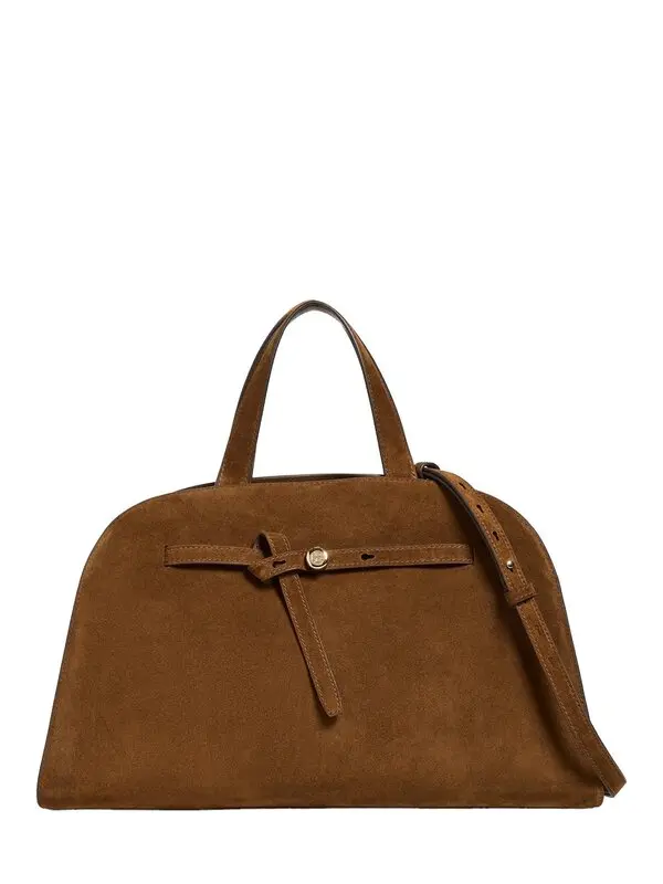 Tory Burch Suede Bauletto Bag - Caramel