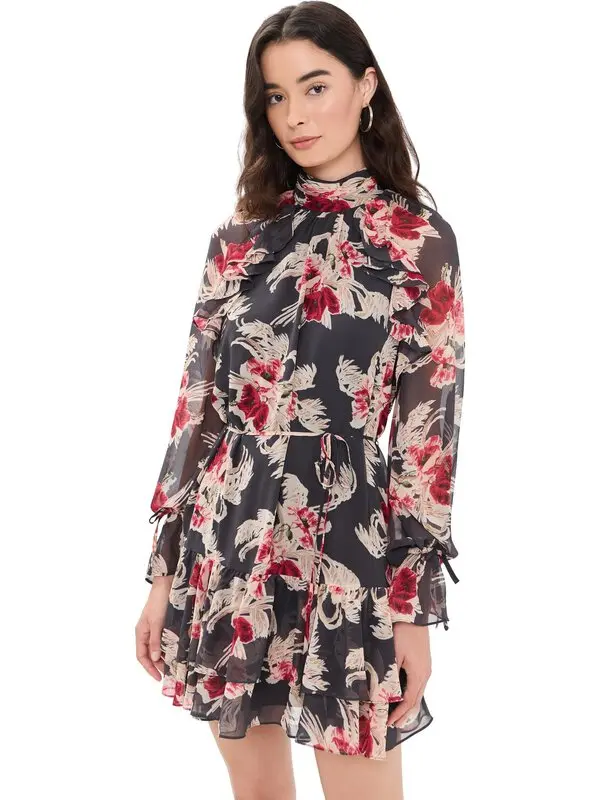 Cinq À Sept Wilted Poppy Sylviane Dress - Obsidian Multi