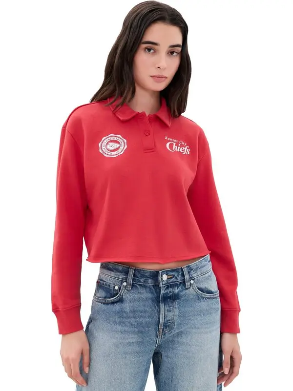 Junk Food Chiefs Polo Crop Fleece Sweatshirt - Licorice