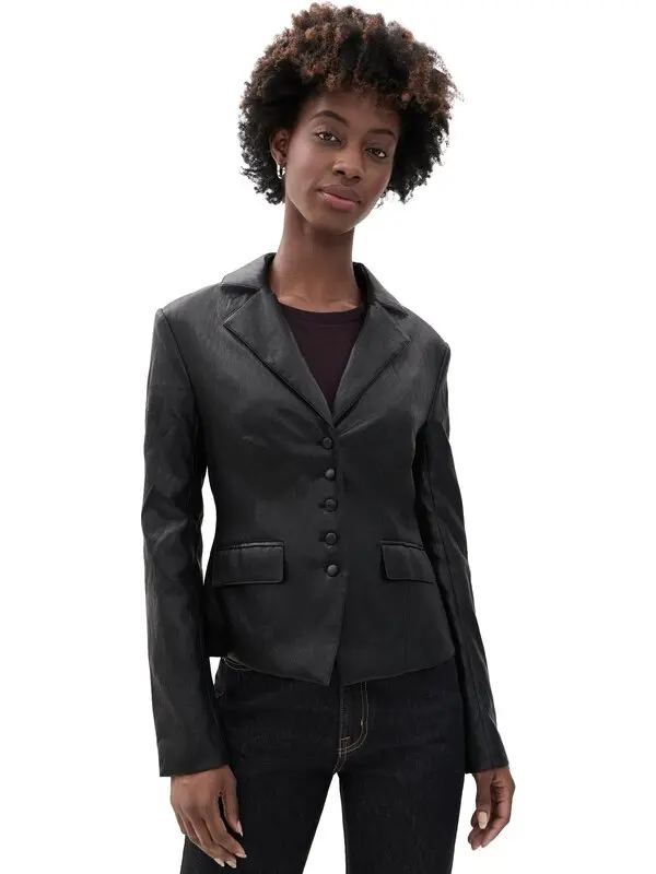 Joe's Jeans The Fitted Faux Leather Blazer - Black