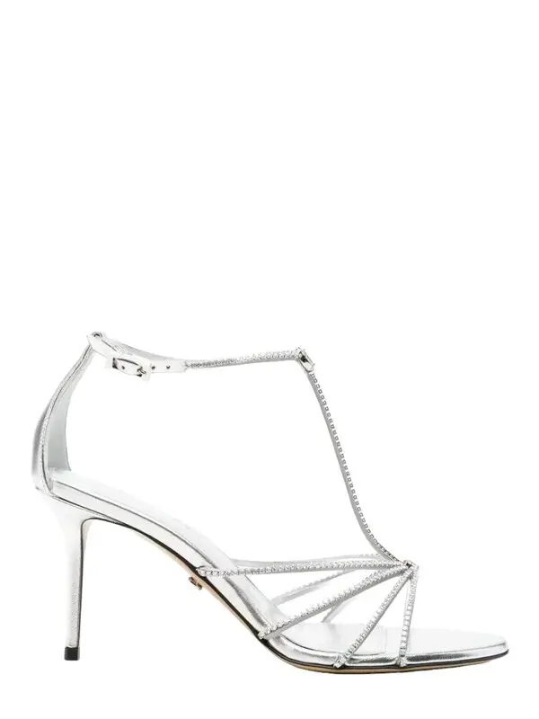 Mach & Mach Crystal-embellished T-bar Sandals - Silver
