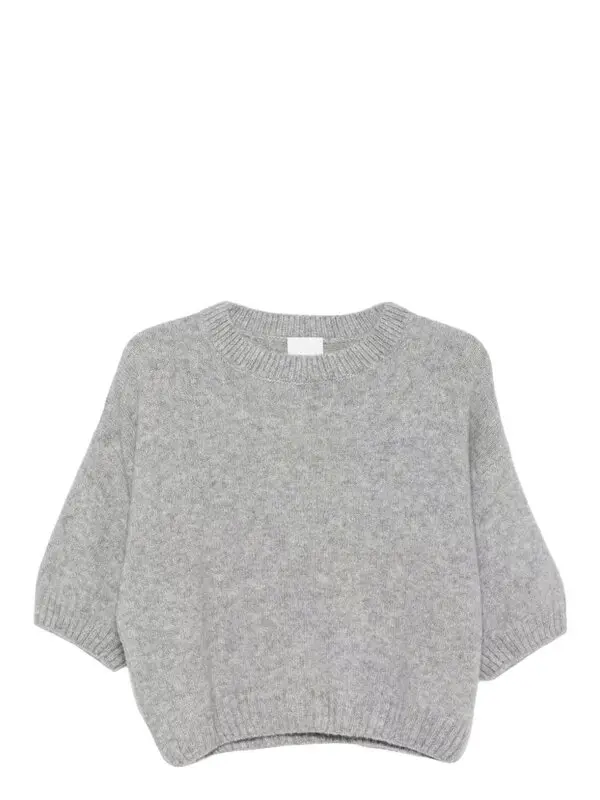 ALLUDE Short-sleeve Crew-neck Knitwear - Grey