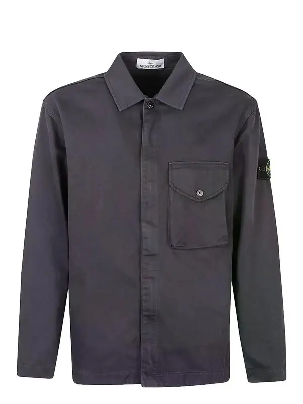 Stone Island Logo-patch Garment-dyed Shirt - Blue