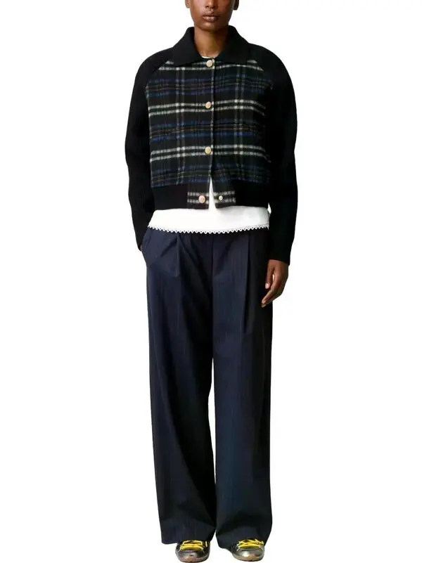 Claudie Pierlot Striped Bi-material Jacket - Black