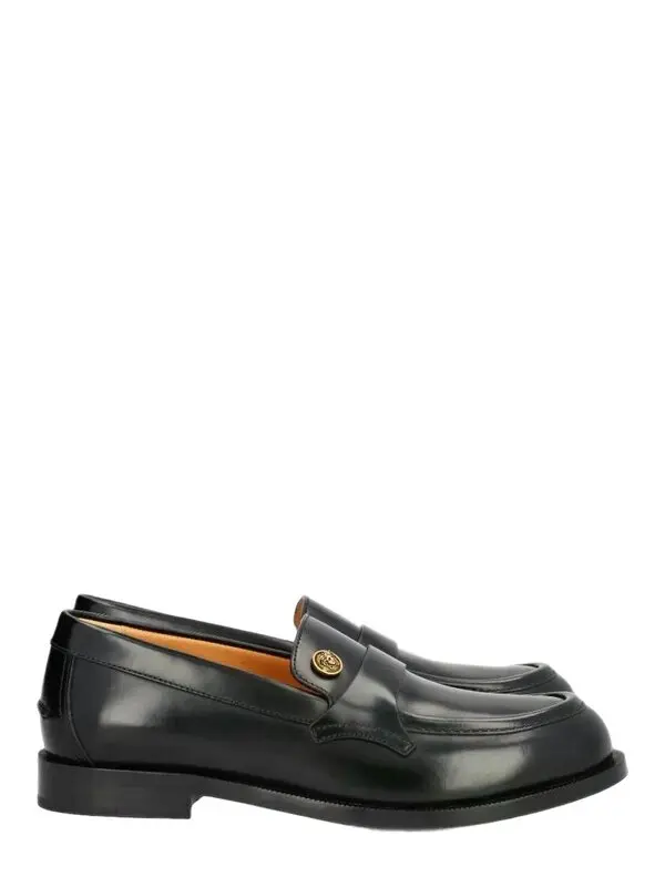 Versace Manu Leather Loafers - Black