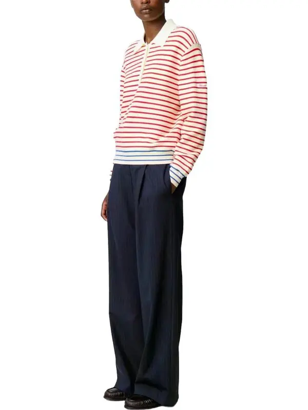 Claudie Pierlot Striped Polo Neck Jumper - Neutrals