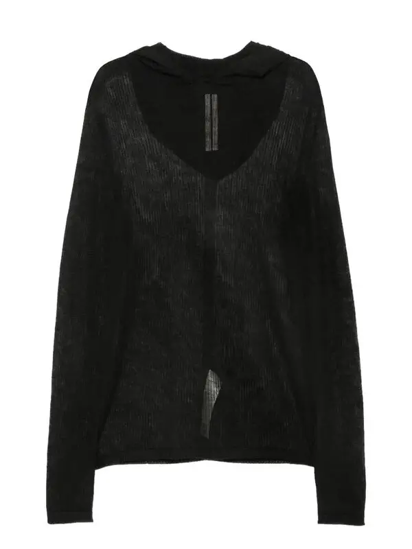 Rick Owens Sheer Hooded Sweater - Black