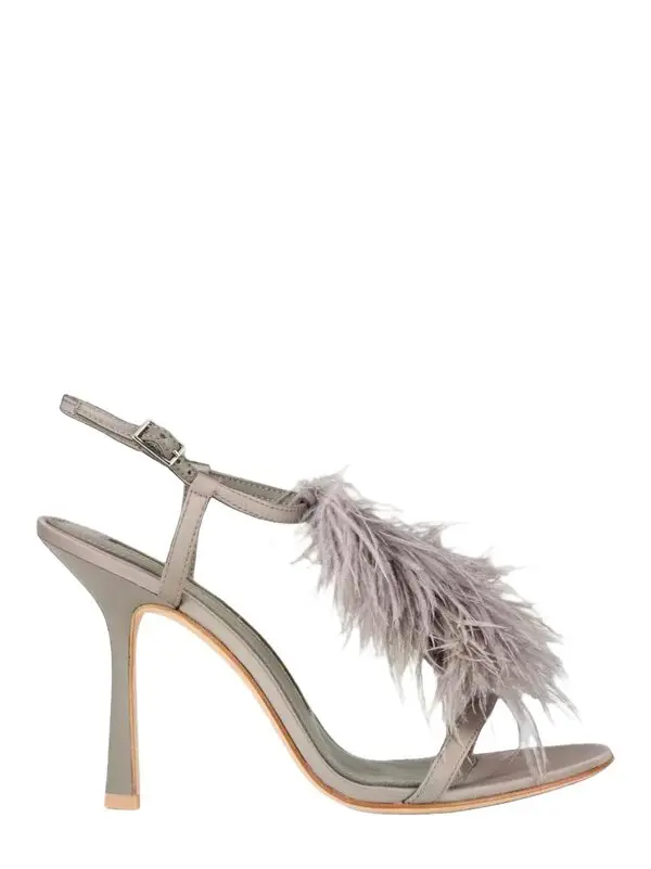 KAT MACONIE Feather-embellished Sandals - Grey