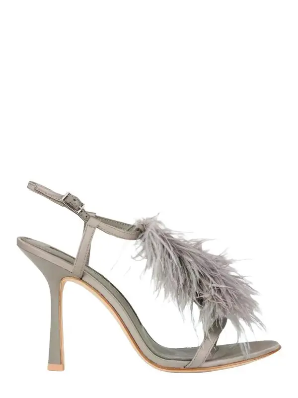 KAT MACONIE Feather-embellished Sandals - Grey
