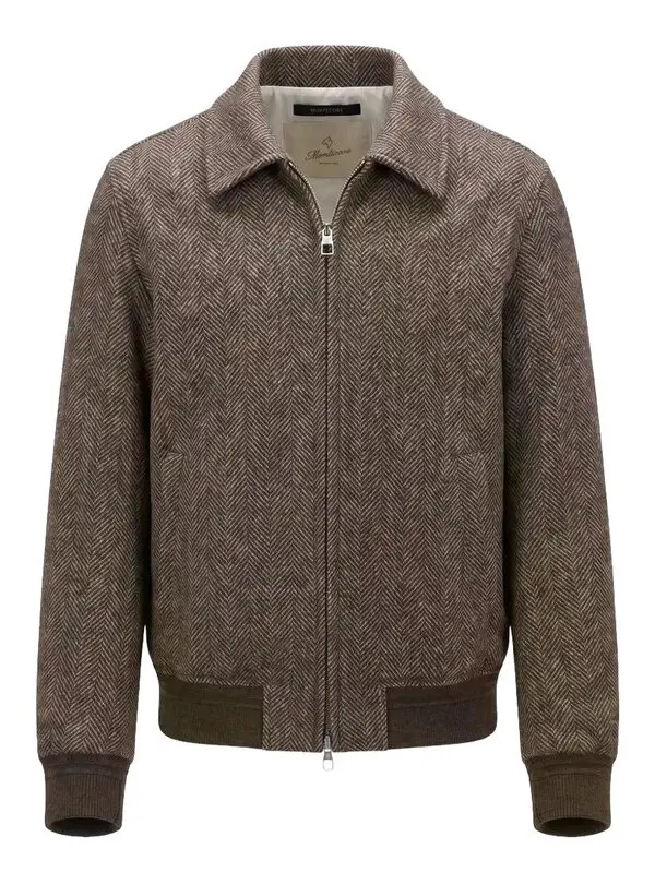 MONTECORE Herringbone Zip-up Jacket - Brown