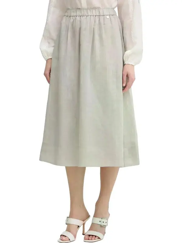 SILVIAN HEACH Elasticated-waist Logo-plaque Midi Skirt - Grey