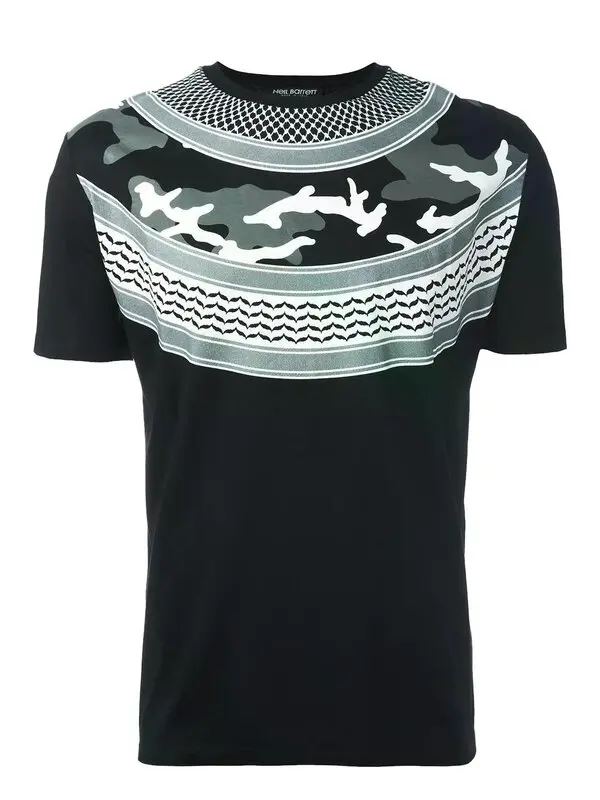 Neil Barrett Camouflage-print Graphic-print T-shirt - Black