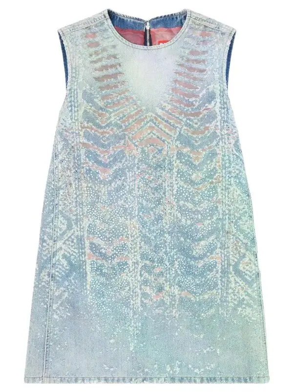 DIESEL® Mini Dress In Microstone Devoré Denim - Blue
