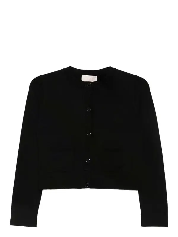 I BLUES Button-up Patch-pocket Cardigan - Black