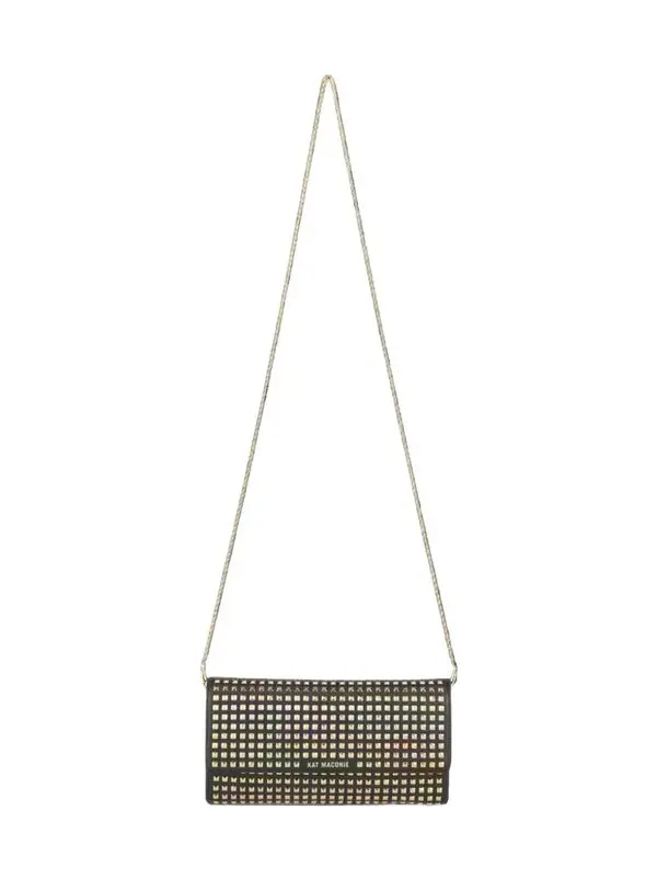 KAT MACONIE Victoria Studded Leather Clutch Bag - Black