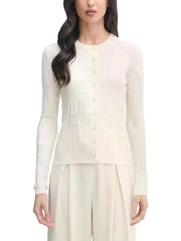 Sisley Textured-knit Button-up Cardigan - Neutrals