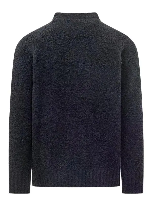 LANEUS Crew-neck Bouclé Sweater - Blue