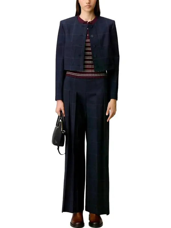 Claudie Pierlot Checked Boxy Jacket - Blue