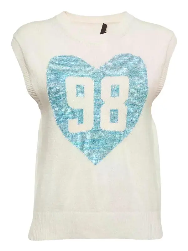 Maje Sequinned Heart Sleeveless Sweater - Neutrals