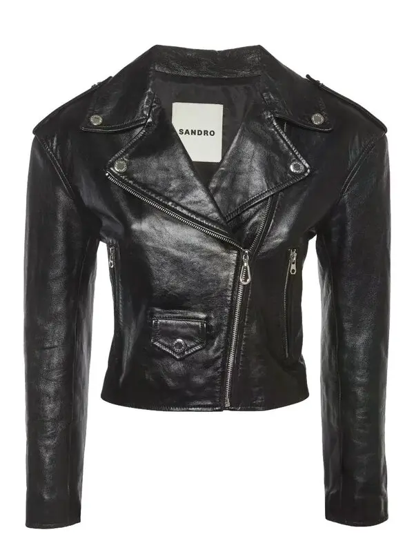 Sandro Zip-up Leather Jacket - Black