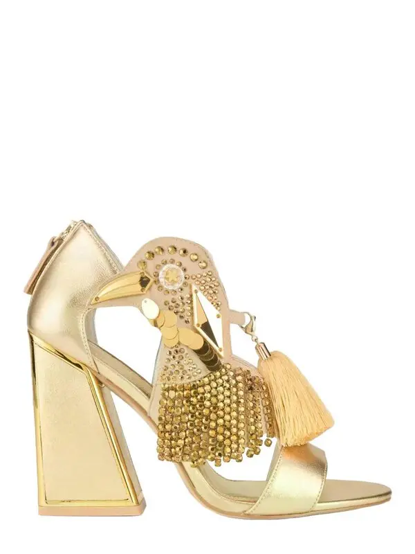 KAT MACONIE Aya Embellished Tassel Sandals - Gold