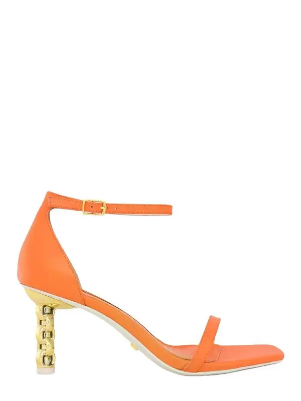 KAT MACONIE Adela Sculptural-heel Leather Sandals - Orange