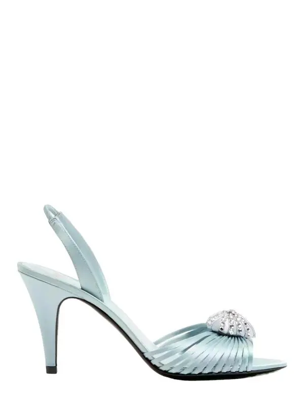 Valentino Garavani Coeur Royal Satin 85mm Sandals - Blue