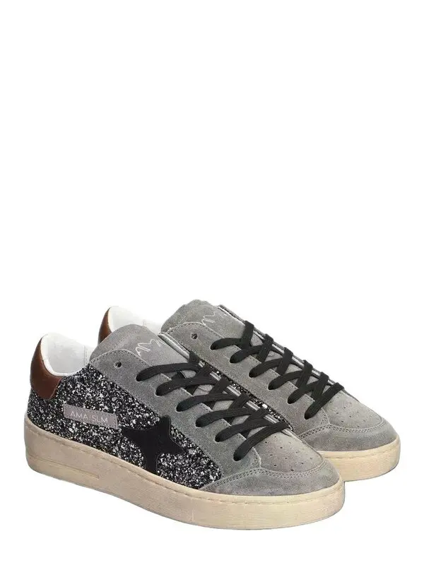 AMA-BRAND Ama Glitter-embellished Star-patch Sneakers - Grey