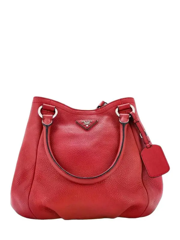 Prada Convertible Shopping Tote Vitello Daino Small Shoulder Bag - Red