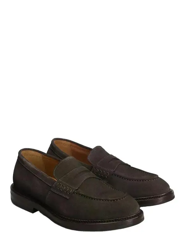 GREEN GEORGE Suede Penny Loafers - Brown