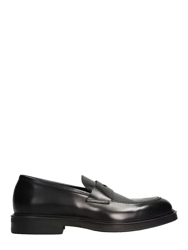 GREEN GEORGE Leather Penny Loafers - Black