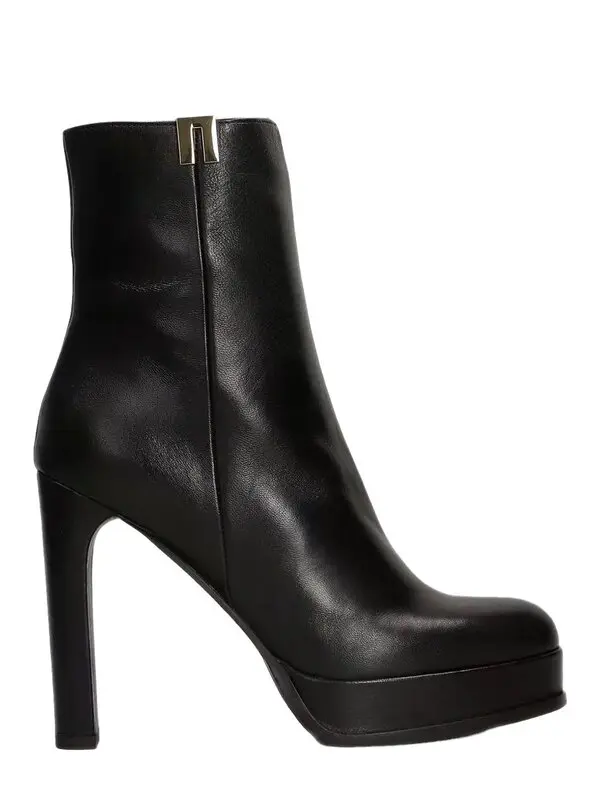 CHANTAL Platform Leather Ankle Boots - Brown