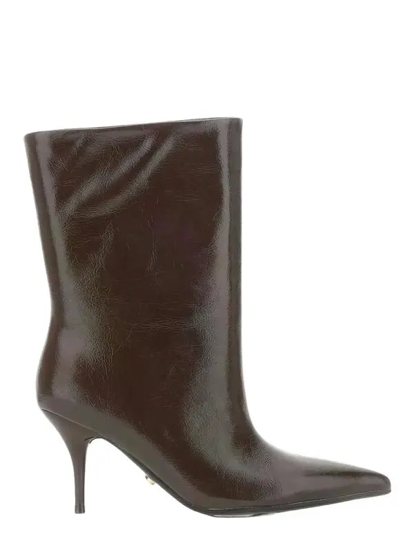TWENTY FOURHAITCH Unuk Crinkled-patent Pointed-toe Ankle Boots - Brown