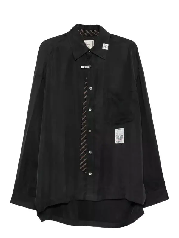 Mihara Yasuhiro Logo-patch Tie-detail Shirt - Black
