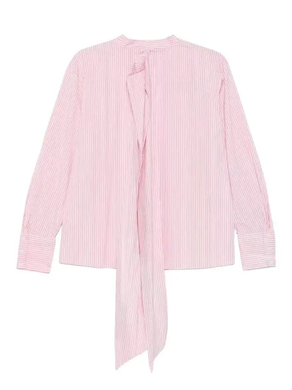 MAISON123 Striped Pussy-bow Blouse - Pink