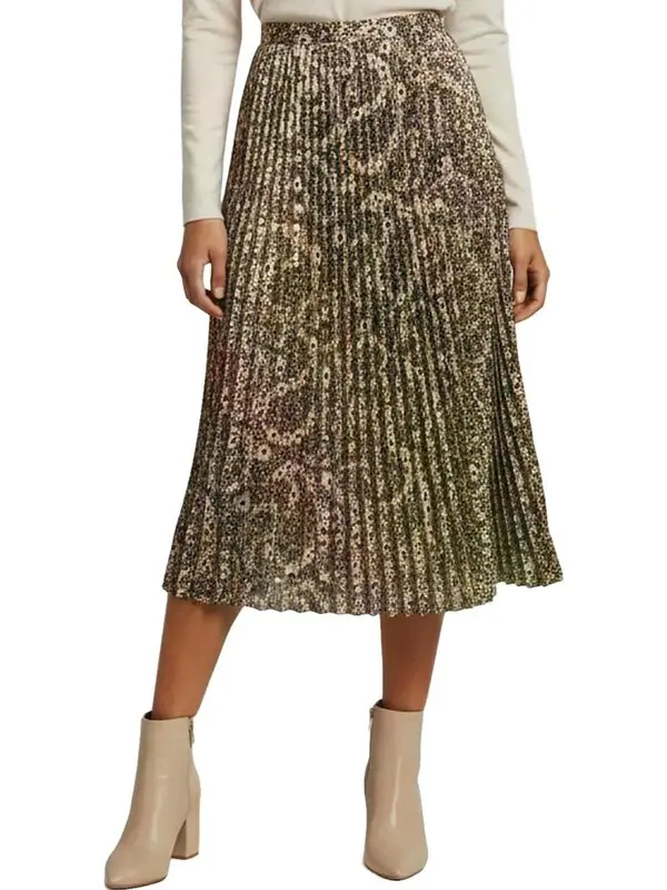 Maje Floral-print Pleated Midi Skirt - Black