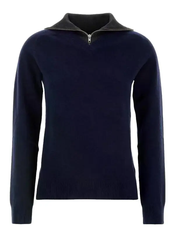 MAISON MARGIELA Quarter-zip Knitted Sweater - Blue