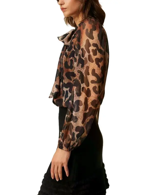 TWINSET Animal-print Voile Shirt - Brown