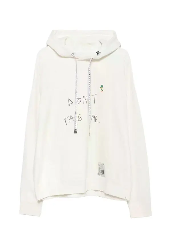Mihara Yasuhiro Slogan-print Measuring-tape Detail Hoodie - Neutrals