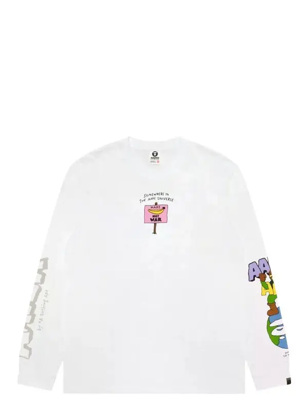 AAPE BY *A BATHING APE Aaper Graphic-print Long-sleeved T-shirt - White
