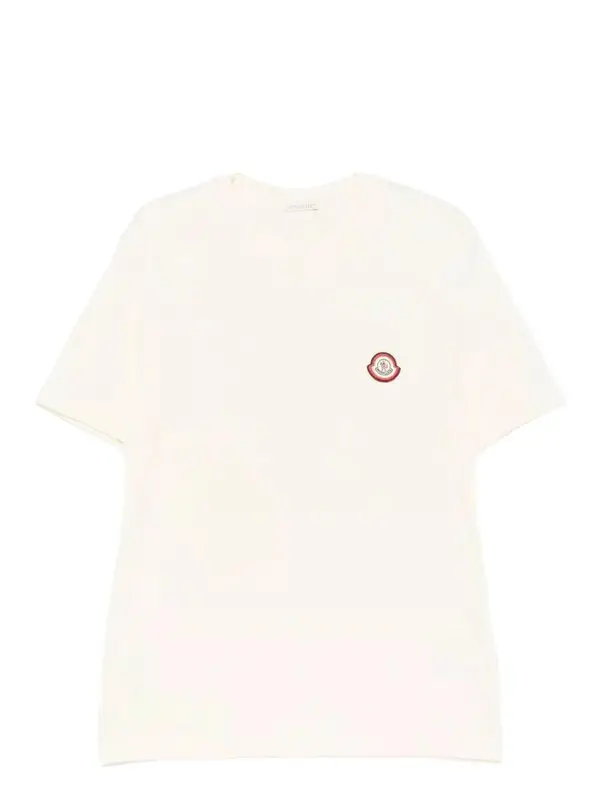 Moncler Logo-patch Jersey T-shirt - Neutrals