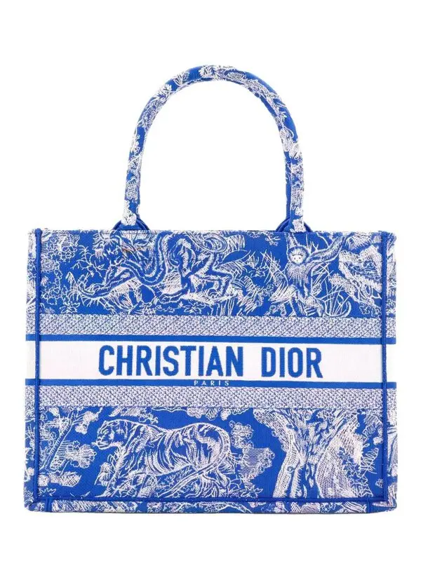 Dior Book Embroidered Canvas Tote Bag - Blue