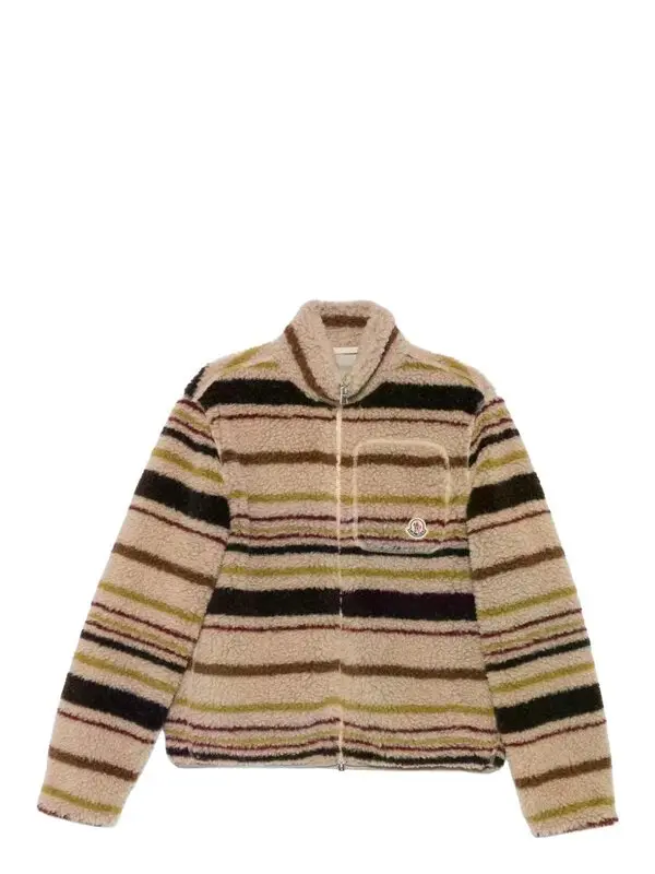 Moncler Striped Teddy-texture Cardigan - Neutrals