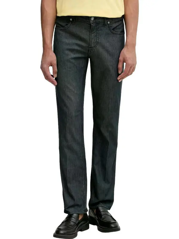 Guess Straight-leg Jeans With Logo Patch - Grey